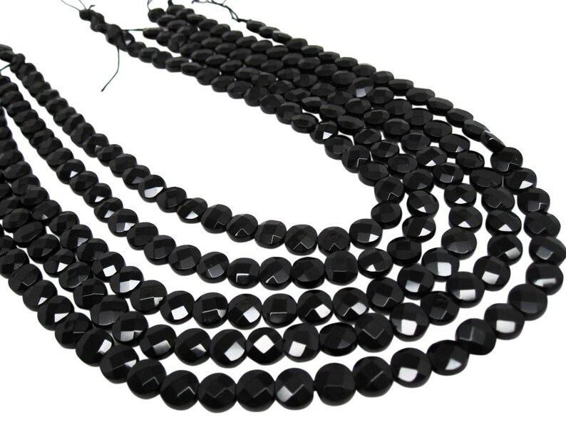 Black Onyx Beads Onyx Beads 8.5mm Faceted Coin SKU 4070A | Etsy