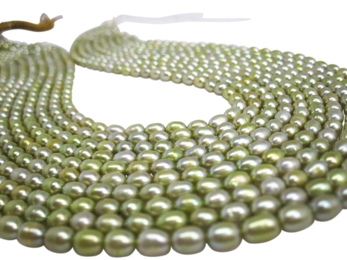 Green Pearls, Lime Green Pearls, Freshwater Pearls, Rice Shape, SKU ...
