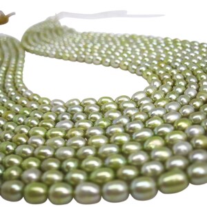 Green Pearls, Lime Green Pearls, Freshwater Pearls, Rice Shape, SKU ...