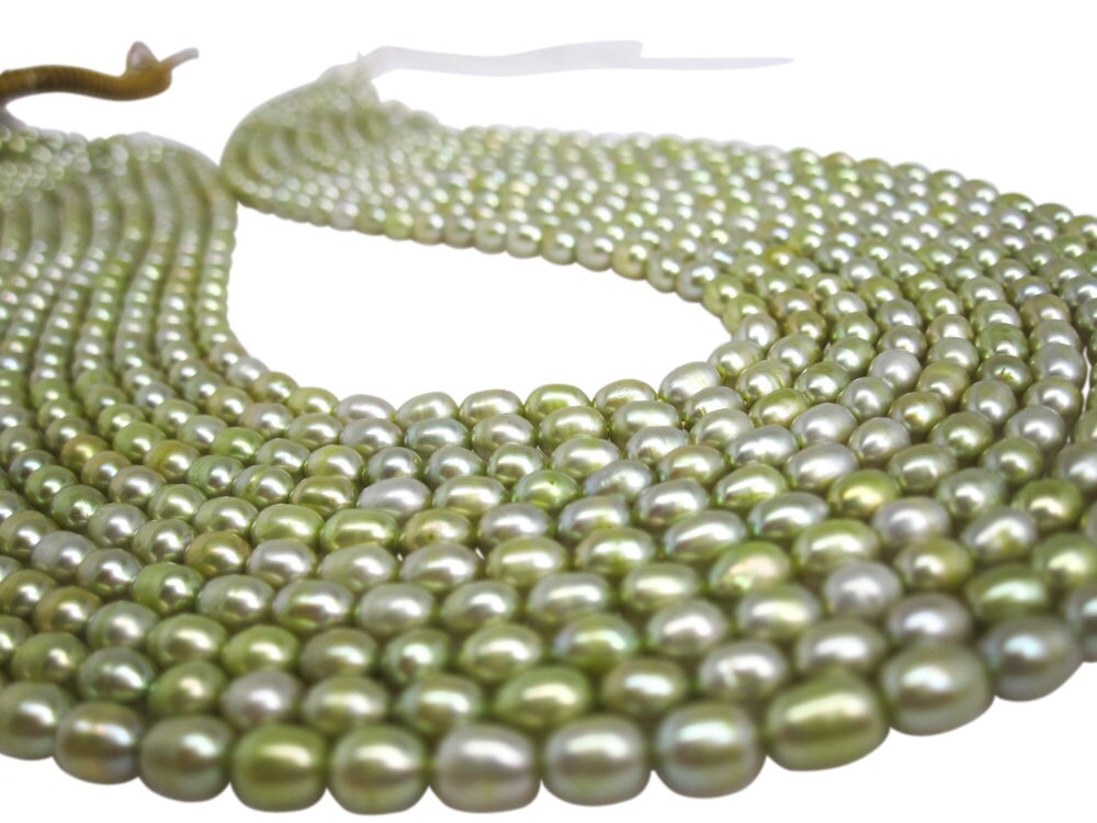 Green Pearls Lime Green Pearls Freshwater Pearls Rice - Etsy