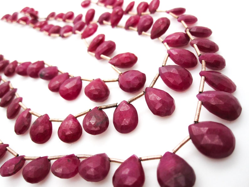 Ruby Briolettes Natural Ruby Beads Faceted Ruby Beads Ruby - Etsy