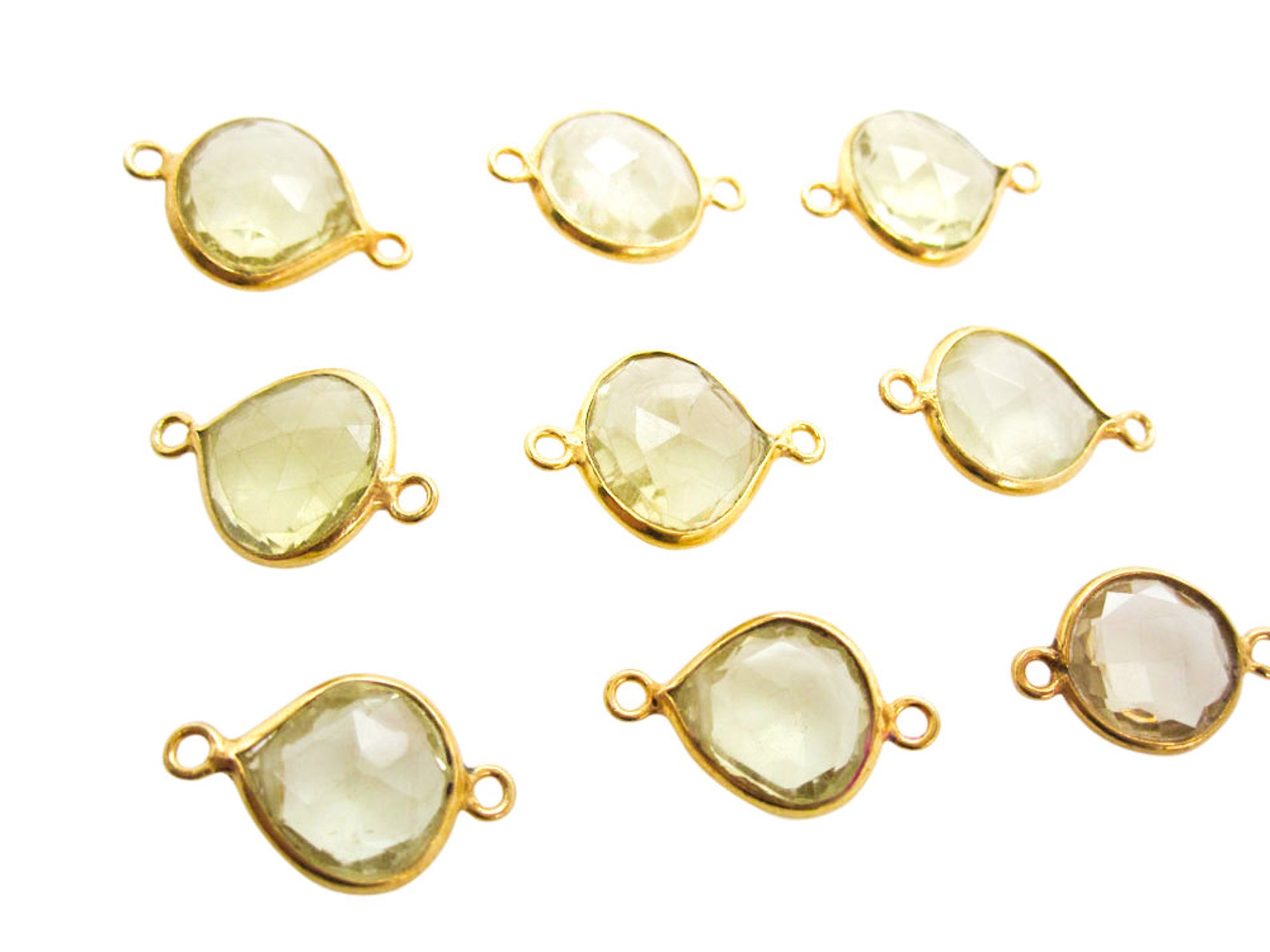 Yellow Topaz Connectors | Lemon Topaz Drop | 22KT Gold Vermeil Over 925 ...