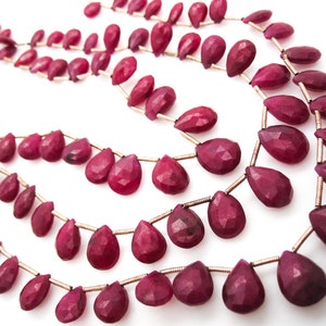Ruby Briolettes | Natural Ruby Beads | Faceted Ruby Beads | Ruby Beads ...