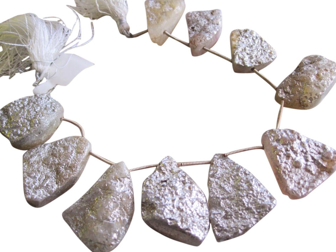 Silver Druzy Beads, Platinum Druzy Quartz, Drusy Beads, Freeform ...