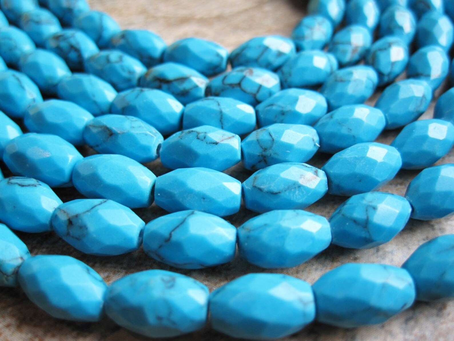 Turquoise Howlite Beads, Blue Howlite Beads, Faceted Rice, 6mm X 9mm ...
