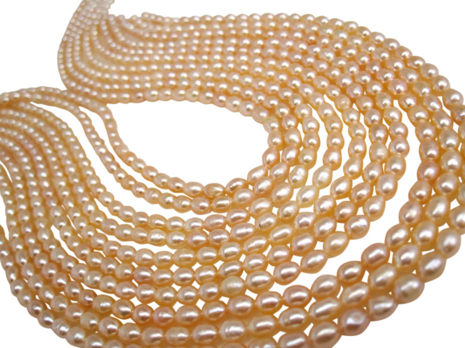 Peach Pearls Peach Color Freshwater Pearls Rice Shape SKU - Etsy