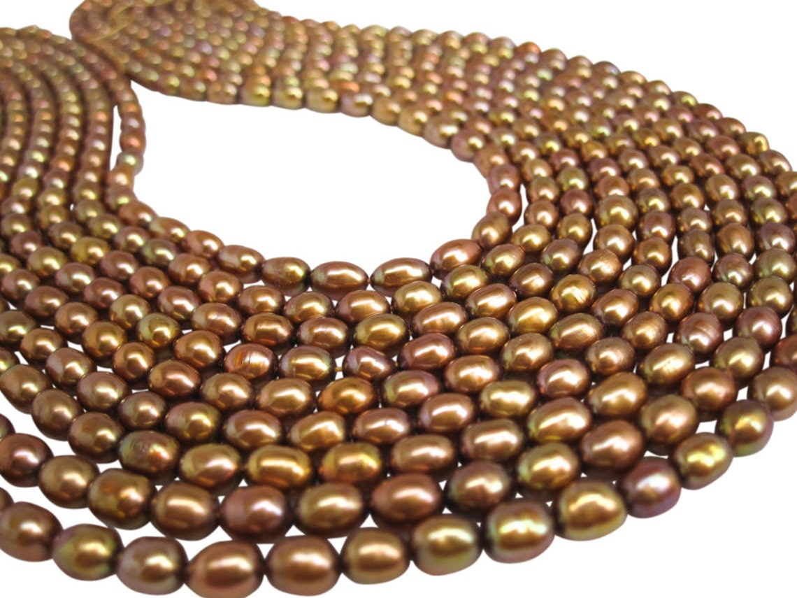 Copper Pearls Copper Color Freshwater Pearls Rice Shape SKU - Etsy