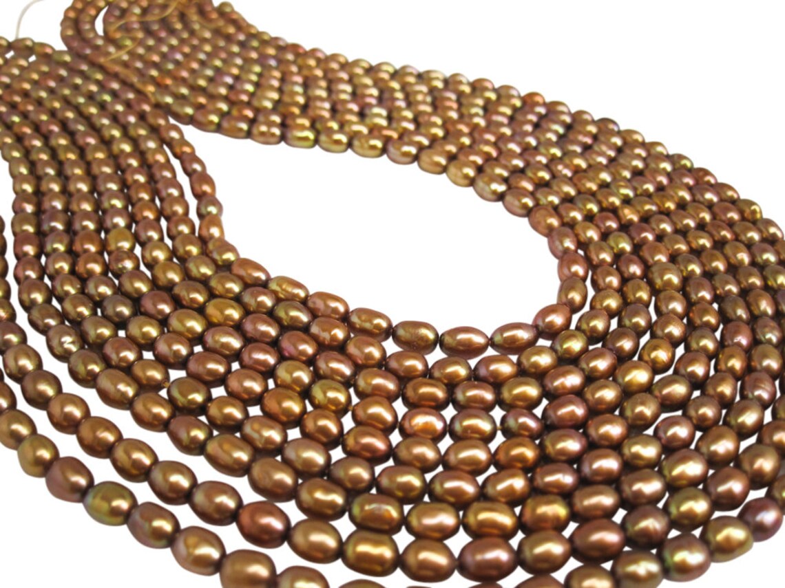 Copper Pearls Copper Color Freshwater Pearls Rice Shape SKU - Etsy