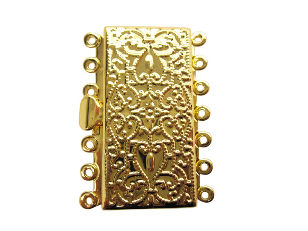 7 Strand Clasp, Multi Strand Clasp, Brass Box Clasp, Rectangle Clasp ...