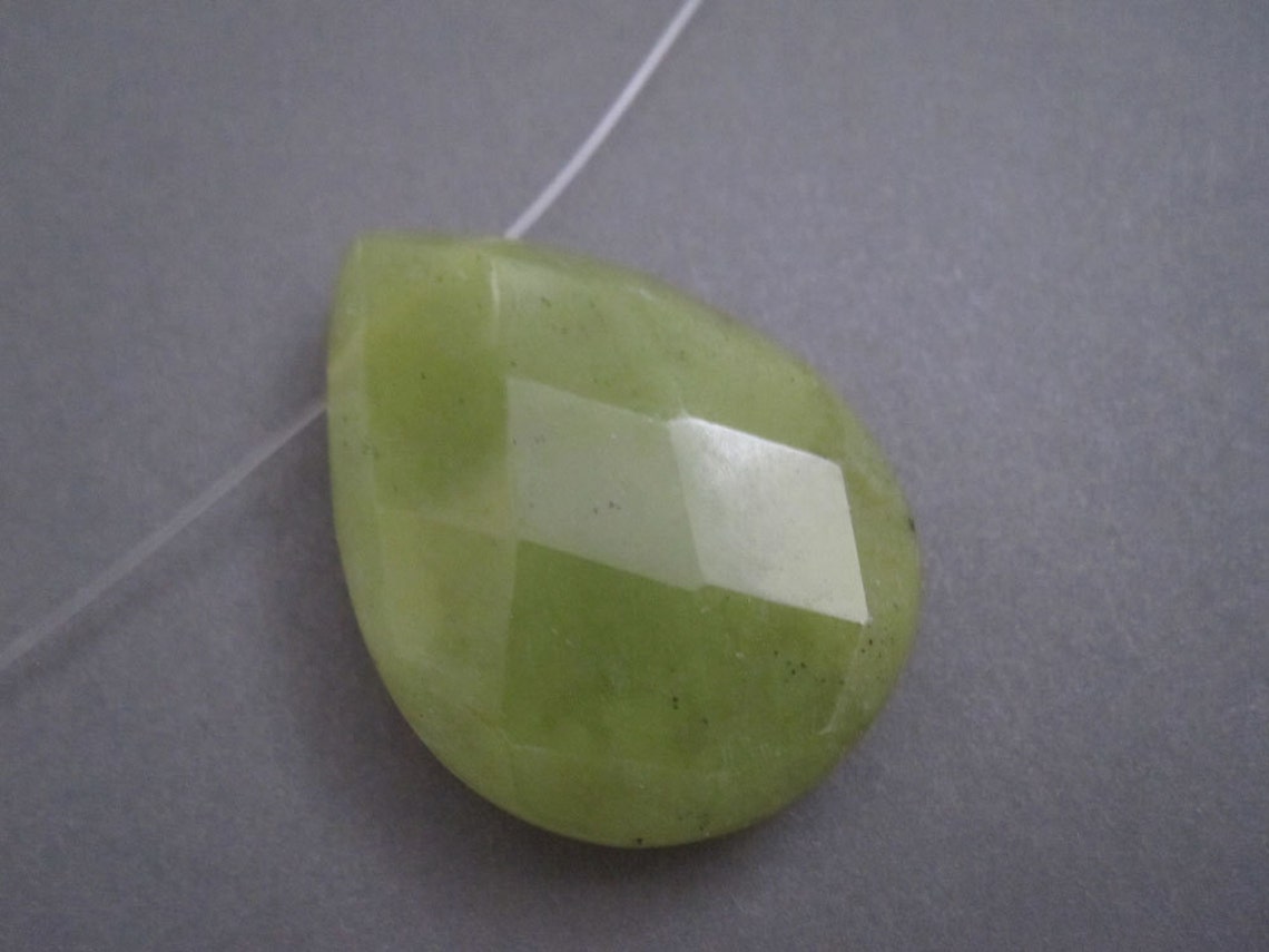 Olive Jade Pendant Olive Jade Briolette Focal 29mm X 39mm | Etsy