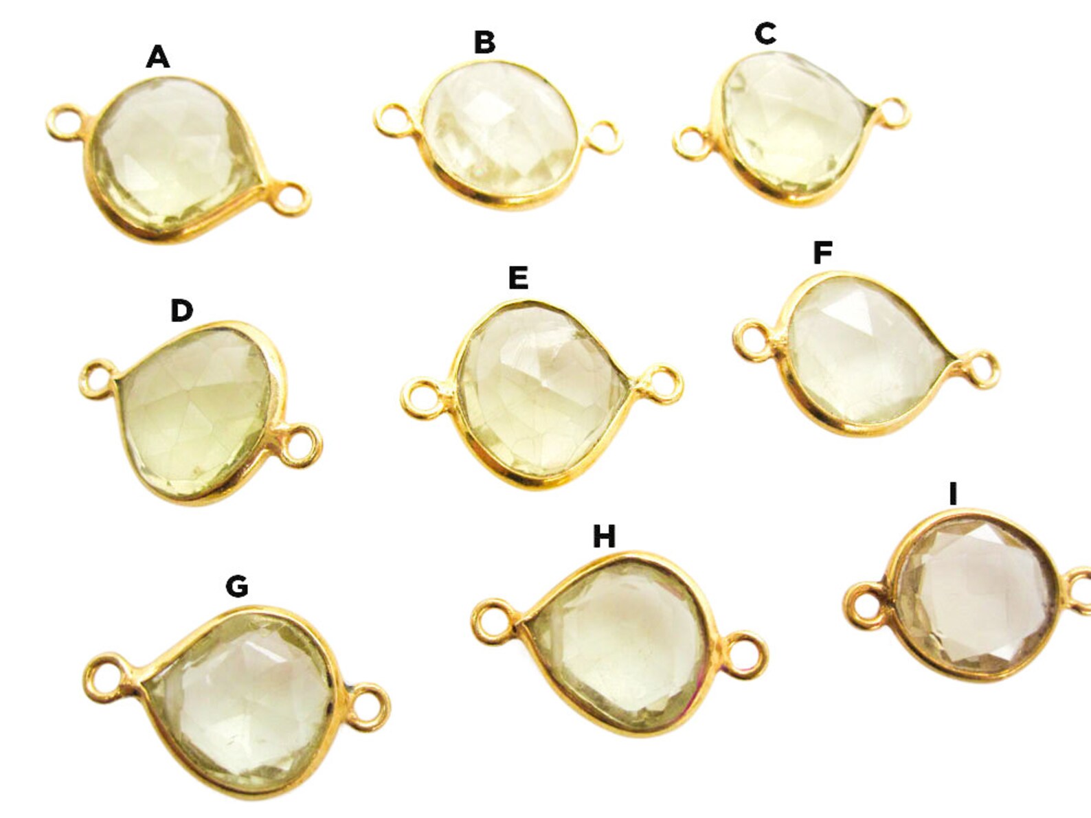 Yellow Topaz Connectors | Lemon Topaz Drop | 22KT Gold Vermeil Over 925 ...