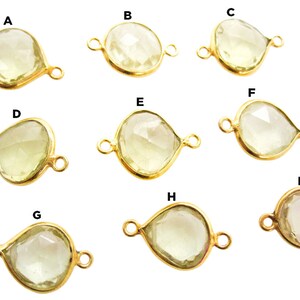 Yellow Topaz Connectors | Lemon Topaz Drop | 22KT Gold Vermeil Over 925 ...