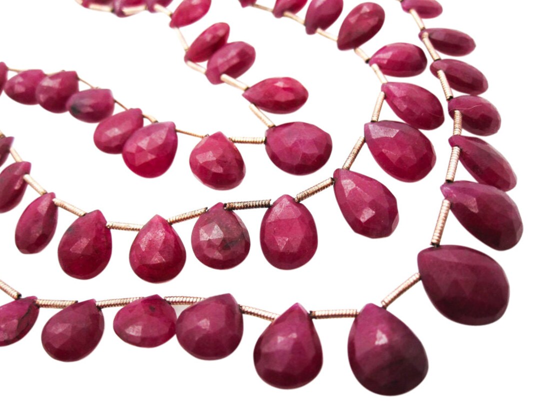 Ruby Briolettes | Natural Ruby Beads | Faceted Ruby Beads | Ruby Beads ...