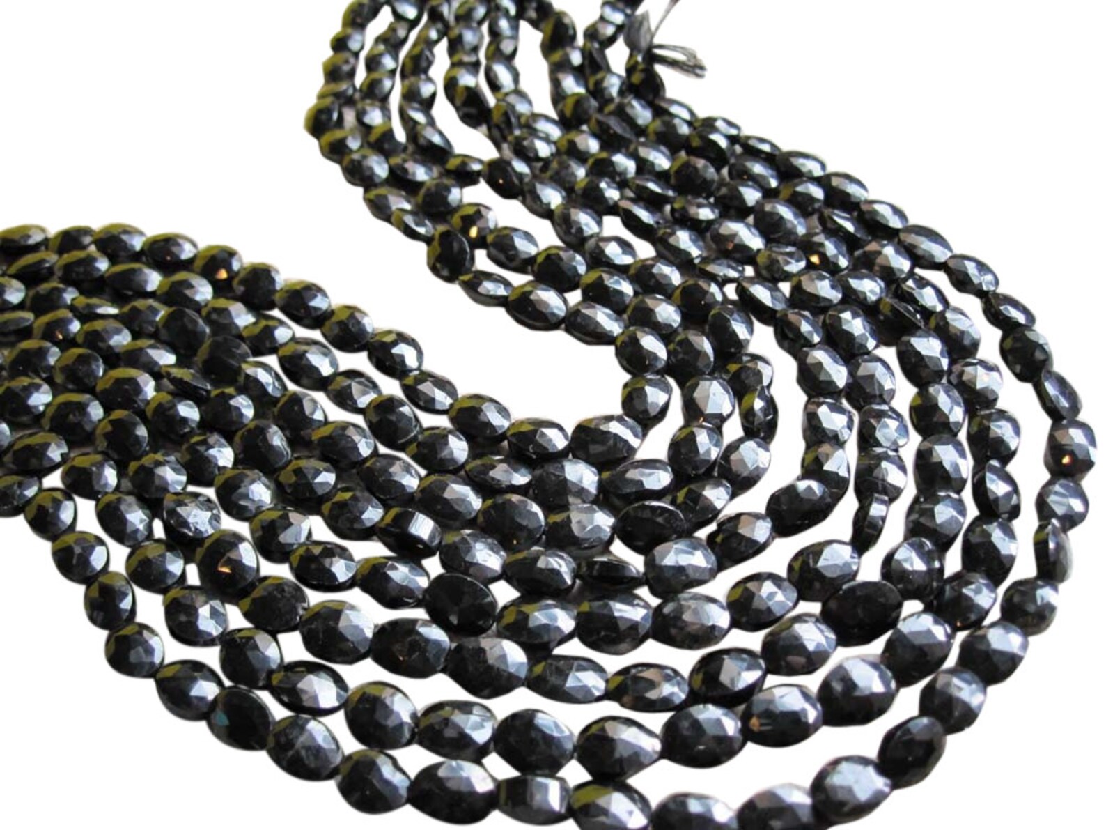 Black Spinel Beads Faceted Oval Black Gemstone Beads SKU | Etsy