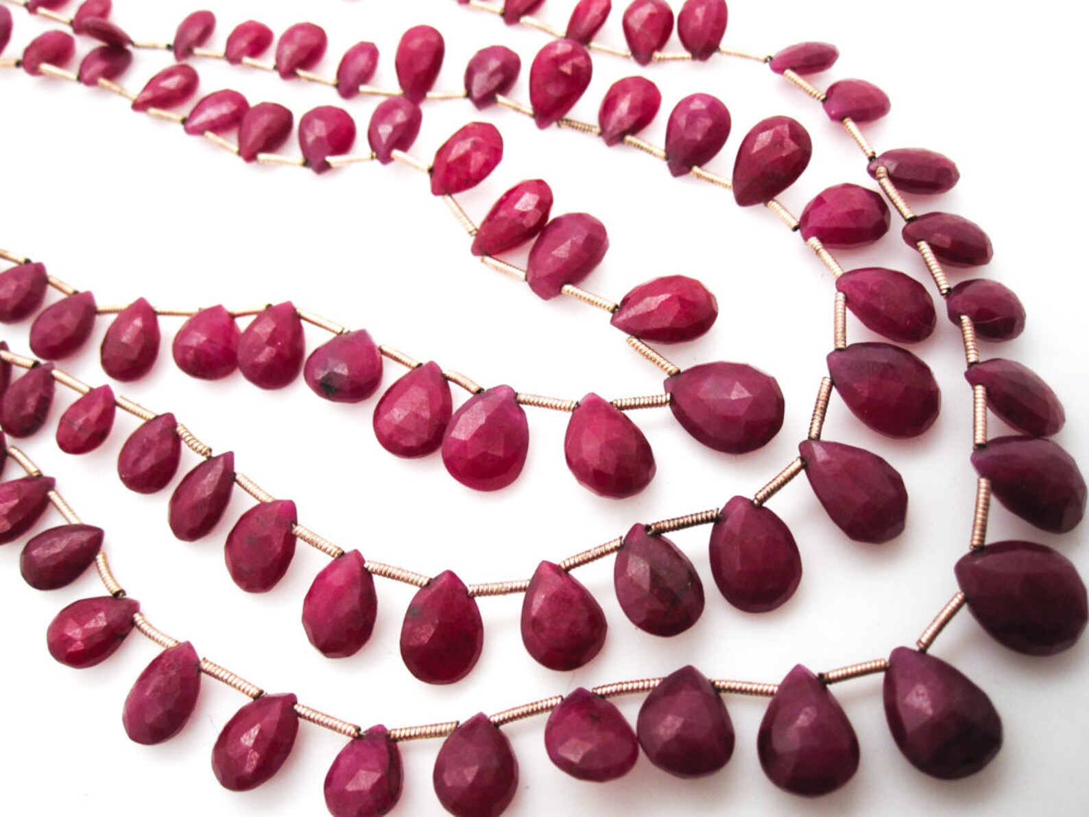 Ruby Briolettes Natural Ruby Beads Faceted Ruby Beads Ruby - Etsy