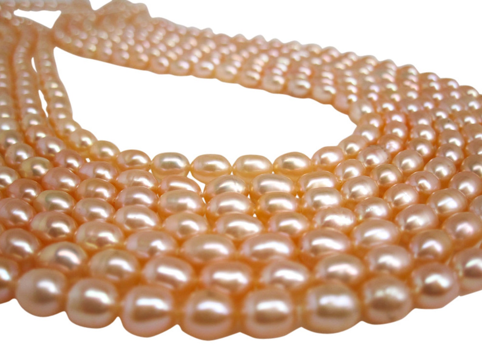 Peach Pearls Peach Color Freshwater Pearls Rice Shape SKU - Etsy