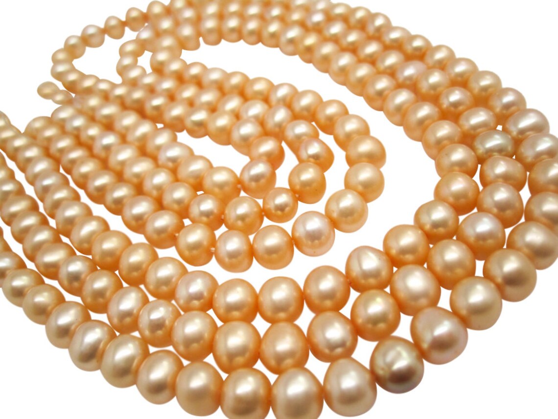 Peach Pearls Peach Color Freshwater Pearls Potato Shape SKU | Etsy