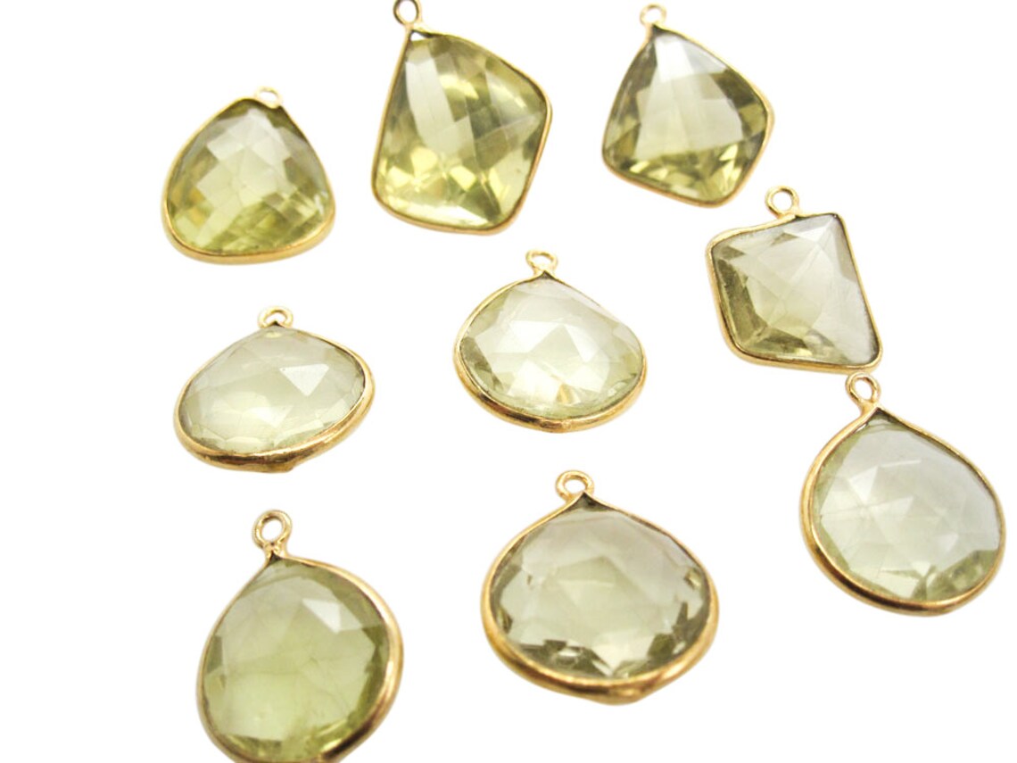 Yellow Topaz Connectors Lemon Topaz Drop 22KT Gold Vermeil - Etsy