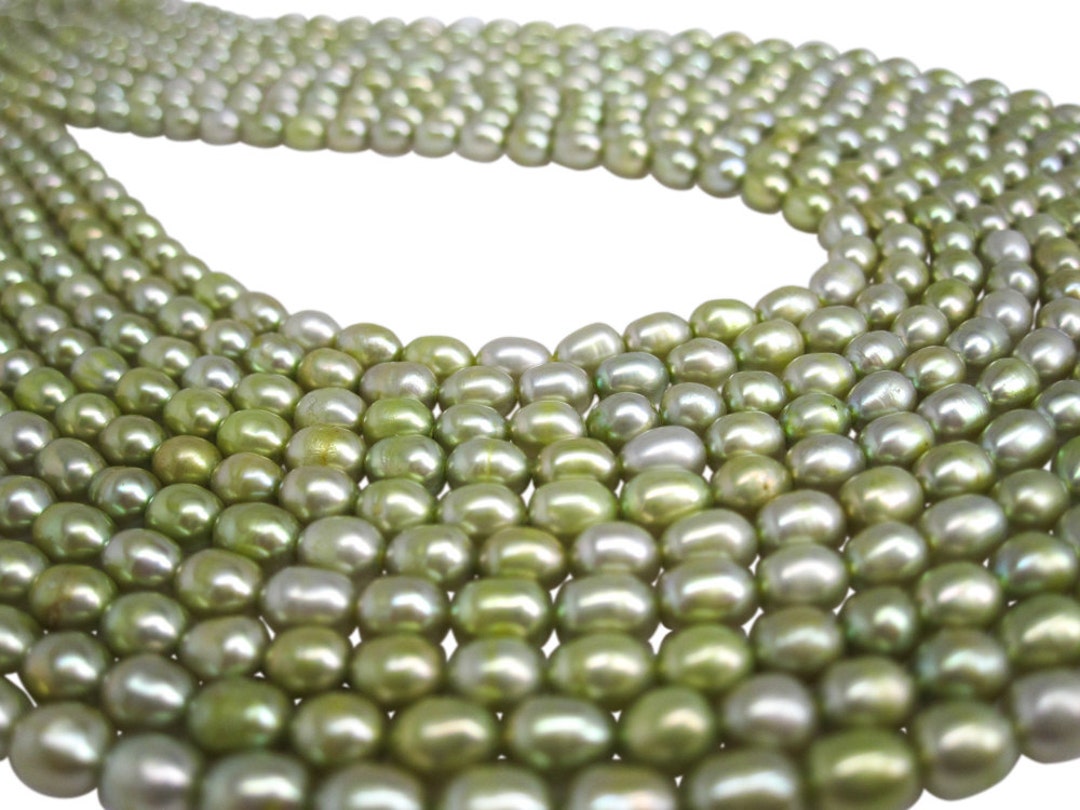 Green Pearls, Lime Green Pearls, Freshwater Pearls, Rice Shape, SKU ...