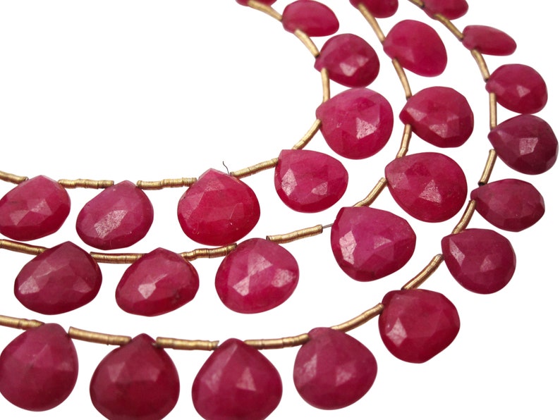 Ruby Briolettes Natural Ruby Beads Faceted Ruby Beads Ruby - Etsy