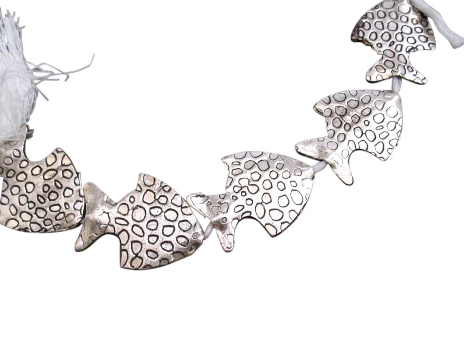 Silver Fish Beads Sterling Silver Fish Carved Silver Fish - Etsy