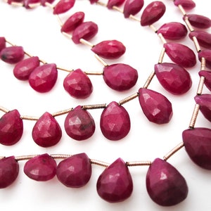 Ruby Briolettes | Natural Ruby Beads | Faceted Ruby Beads | Ruby Beads ...