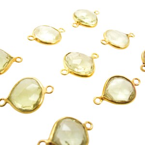 Yellow Topaz Connectors | Lemon Topaz Drop | 22KT Gold Vermeil Over 925 ...