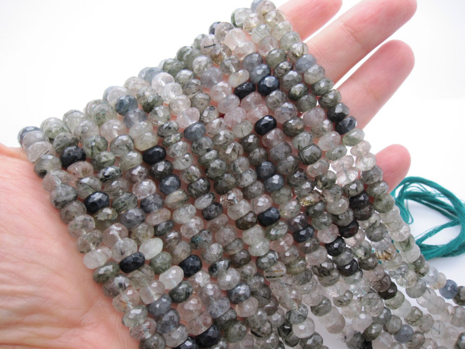 Green Rutilated Quartz Faceted Rondelles Natural 7mm SKU | Etsy