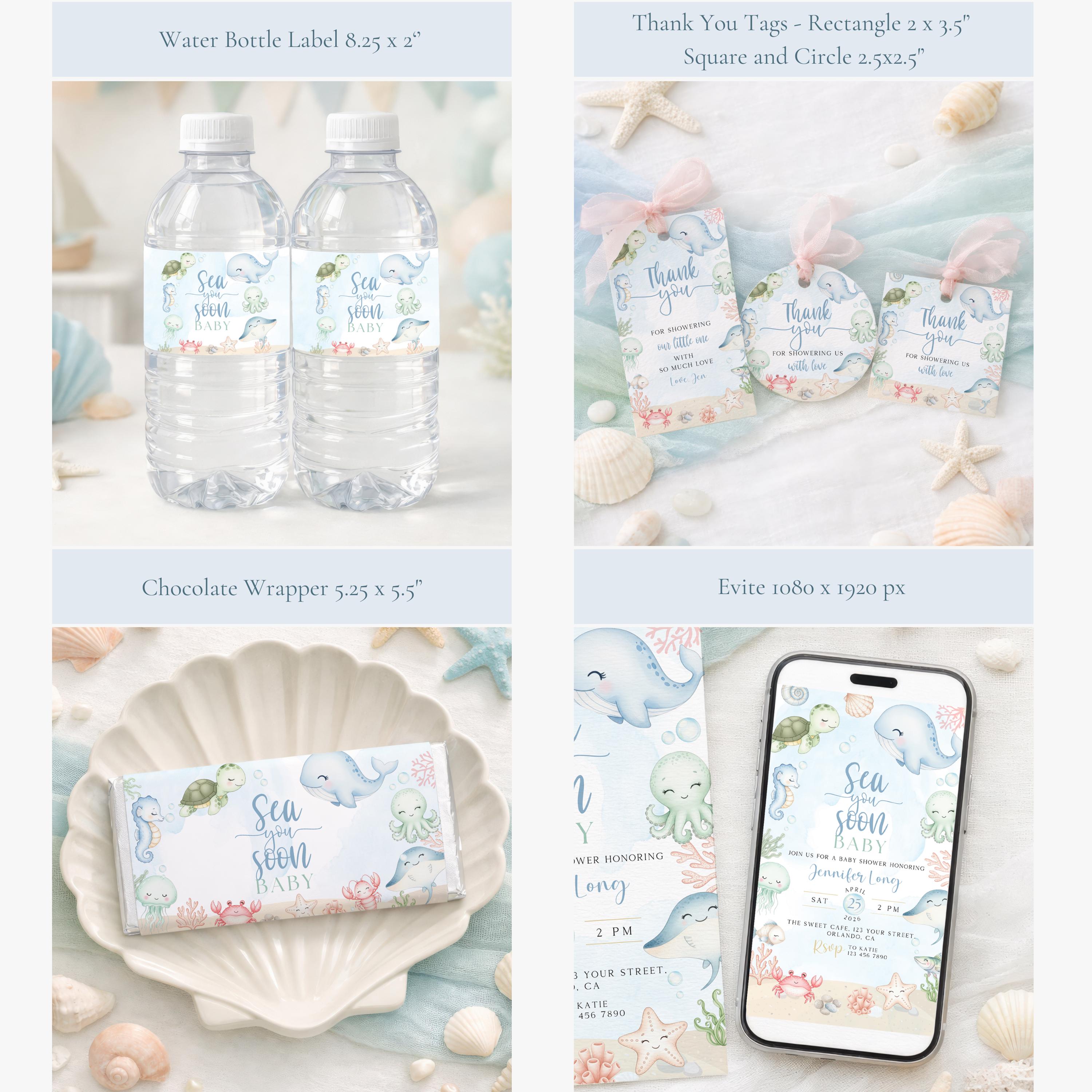 Sea You Soon Baby Shower Bundle, Under the Sea Invite, Ocean Games ...