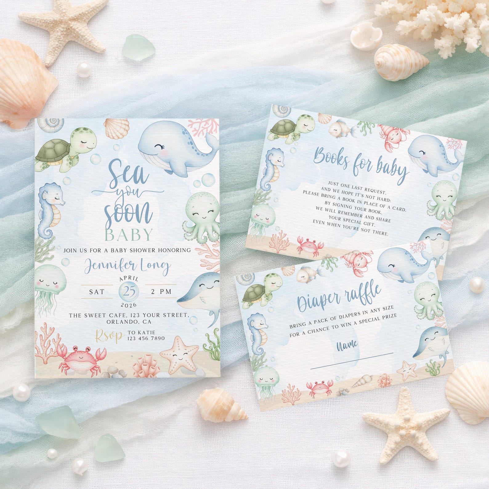 Sea You Soon Baby Shower Bundle, Under the Sea Invite, Ocean Games ...
