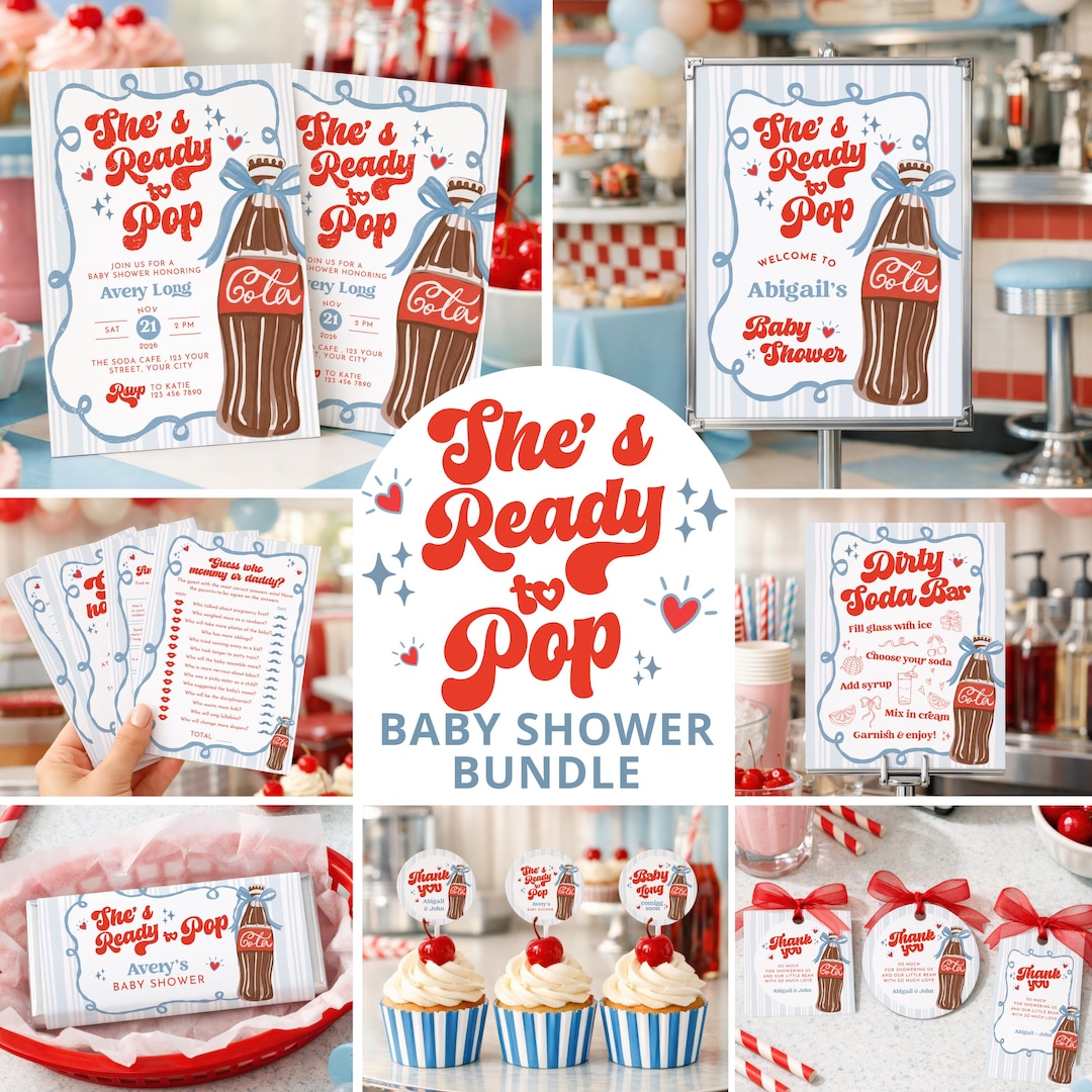 She’s Ready to Pop Baby Shower Bundle, Dirty Soda Games & Signs ...