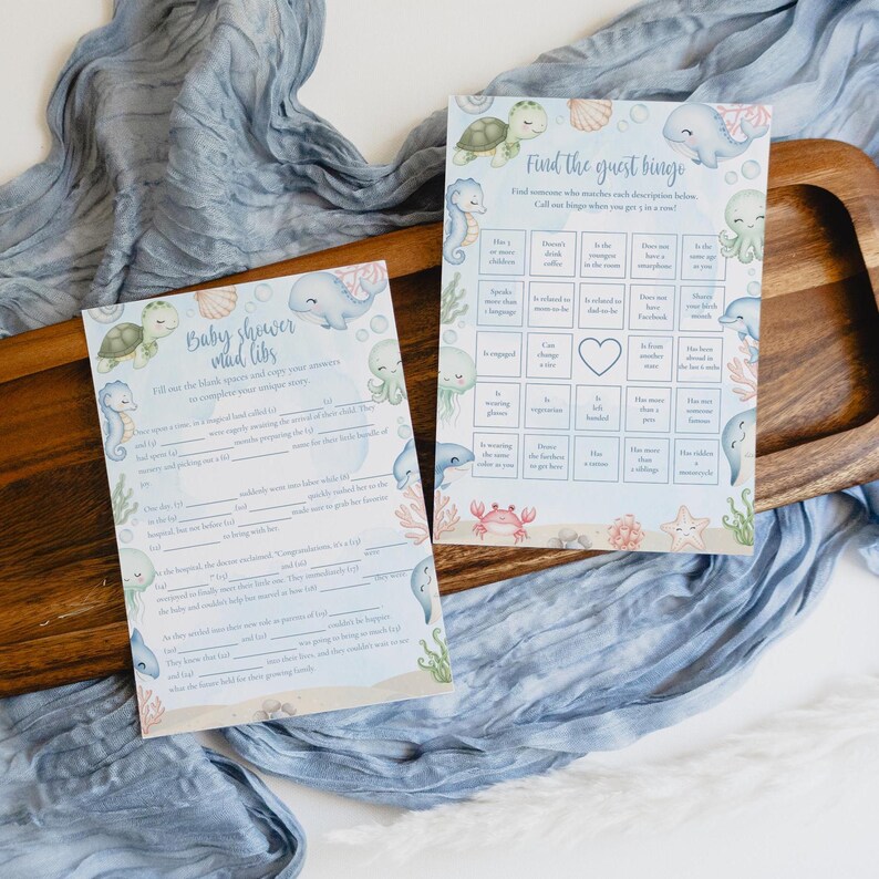 60 Editable Under the Sea Baby Shower Games Bundle, Nautical Ocean ...
