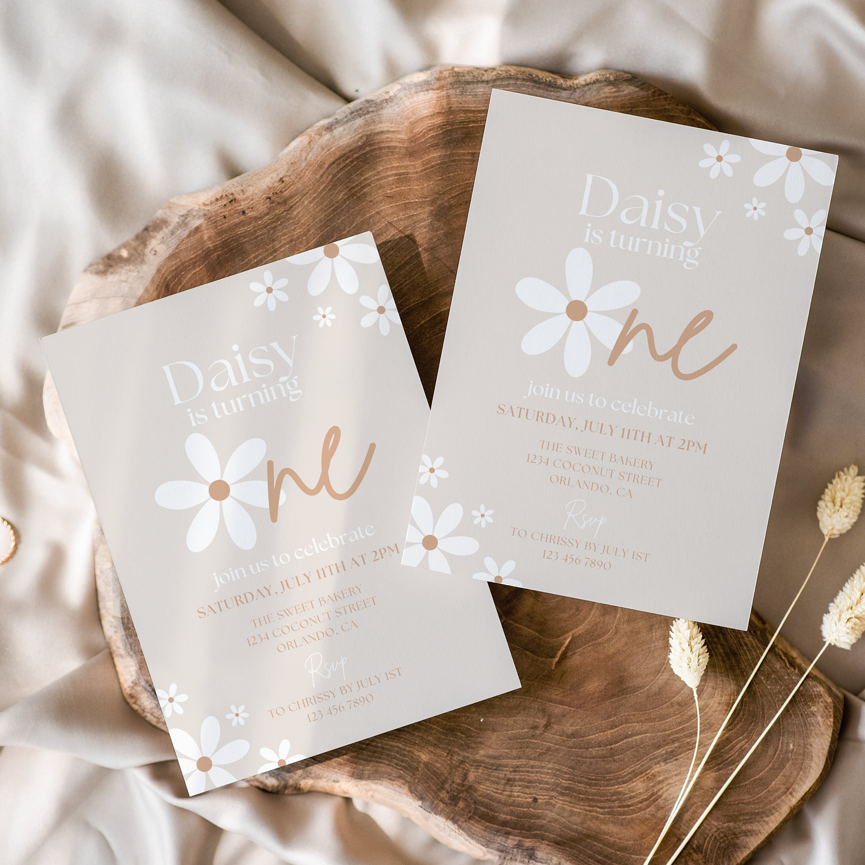 Daisy 1st Birthday Invitation Template, Girl Birthday Invite, Daisy ...