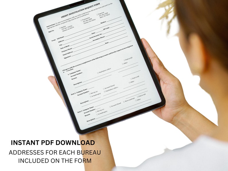Credit Report Investigation Form Dispute Inaccuracies Instant Download ...