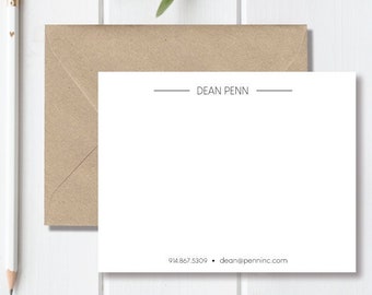 Personalized Note Cards for Men Flat Note Card Set Stationery Gifts for ...