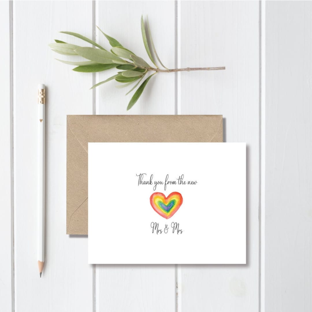 Lesbian Wedding, Lesbian Thank You Cards, Gay Thank You Cards, Gay ...