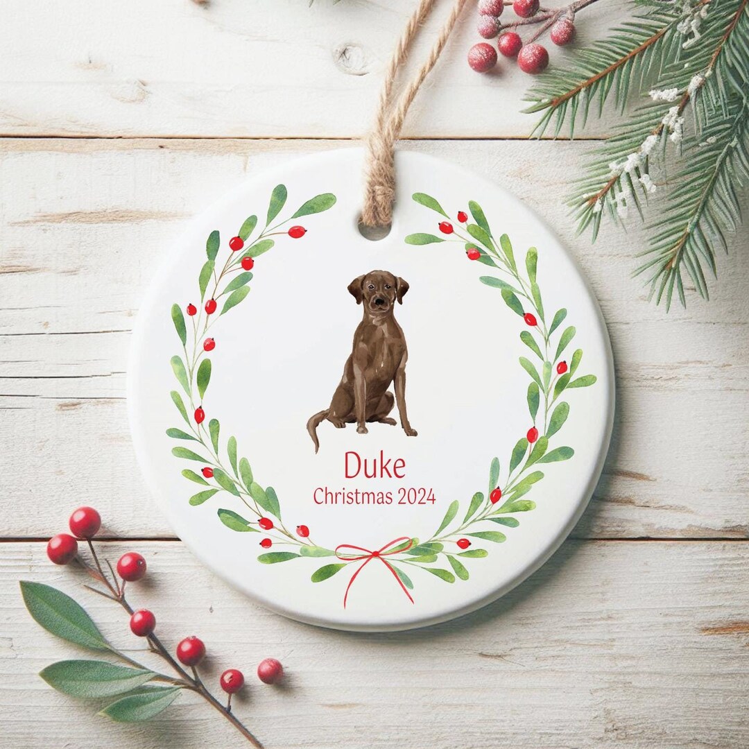 Chocolate Lab Ornament, Brown Labrador Christmas Ornament, Chocolate ...