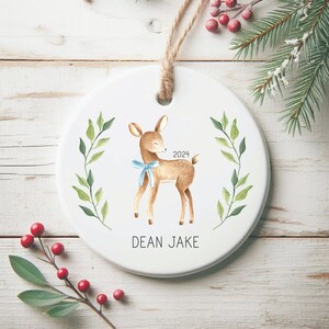Baby's First Christmas Ornament Boy, Deer Ornament, First Christmas ...