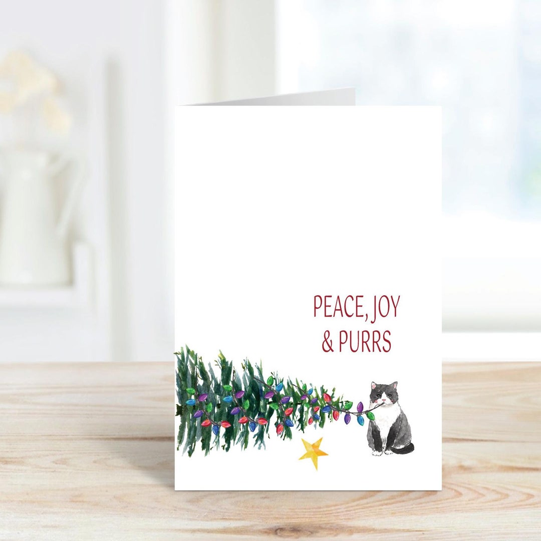 Cat Christmas Cards, Holiday Card Set, Cats, Cat Stationery, Cat Cards ...