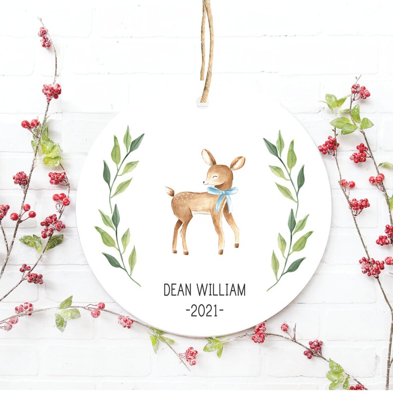 Baby's First Christmas Ornament Boy Deer Ornament First - Etsy