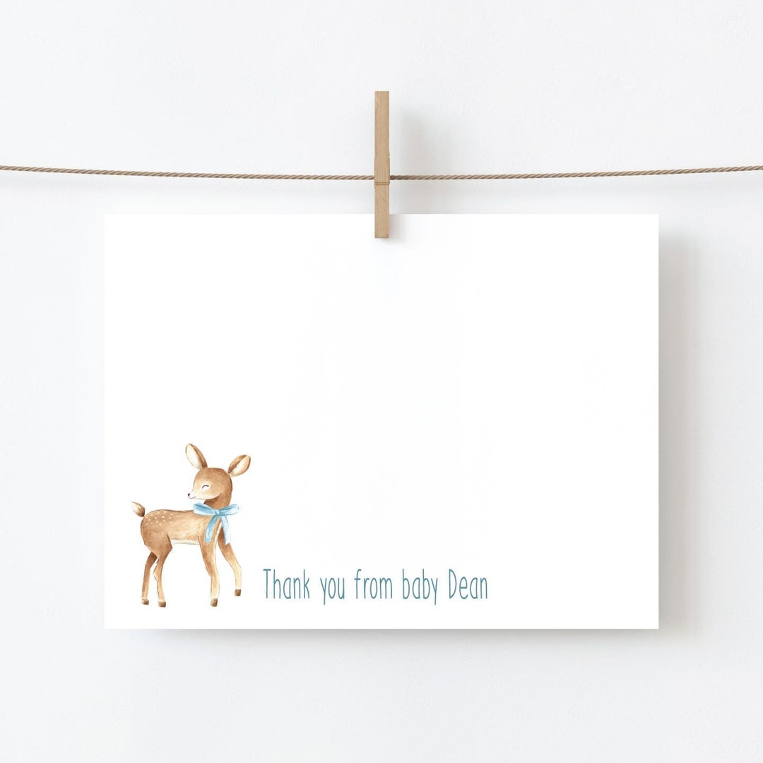 Baby Deer Thank You Cards, Baby Shower Notes, Stationery, Personalized ...