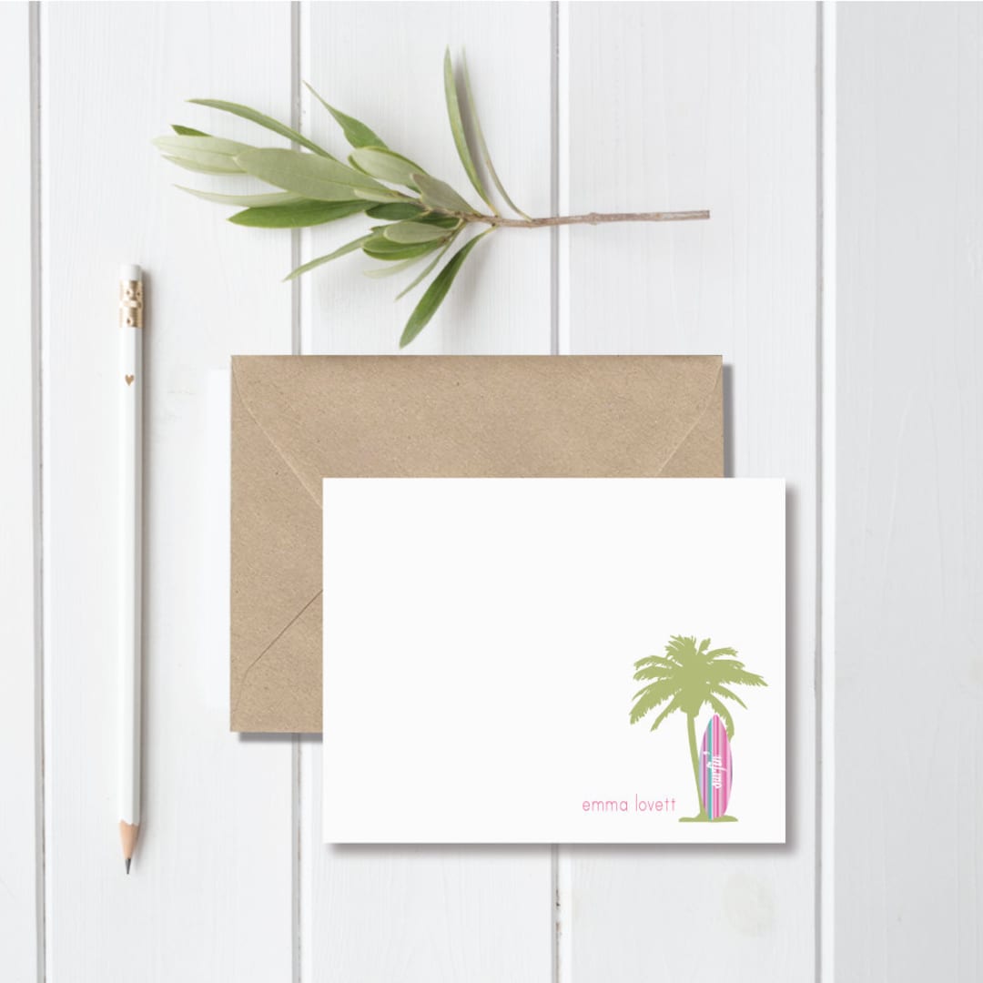 Personalized Stationery, Stationary, Surfboard, Surfboarder, Beach ...