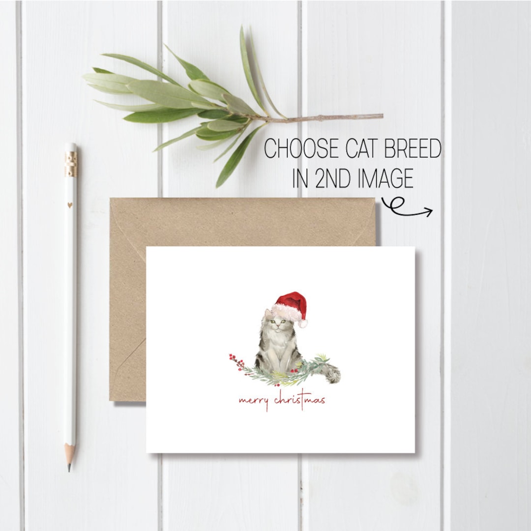Cat Christmas Cards, Holiday Card Set, Cats, Cat Stationery, Cat Cards ...