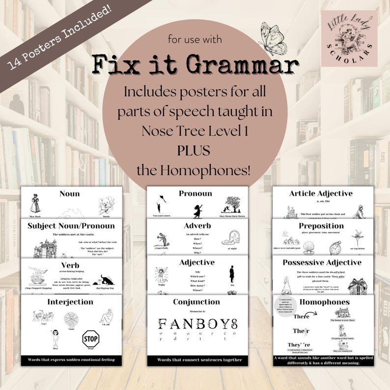 Parts of Speech Grammar Posters for Homeschool - Ideal for Fix It ...