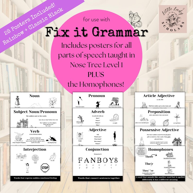 Parts of Speech Homeschool Poster: Fix It Grammar Users, Charlotte ...