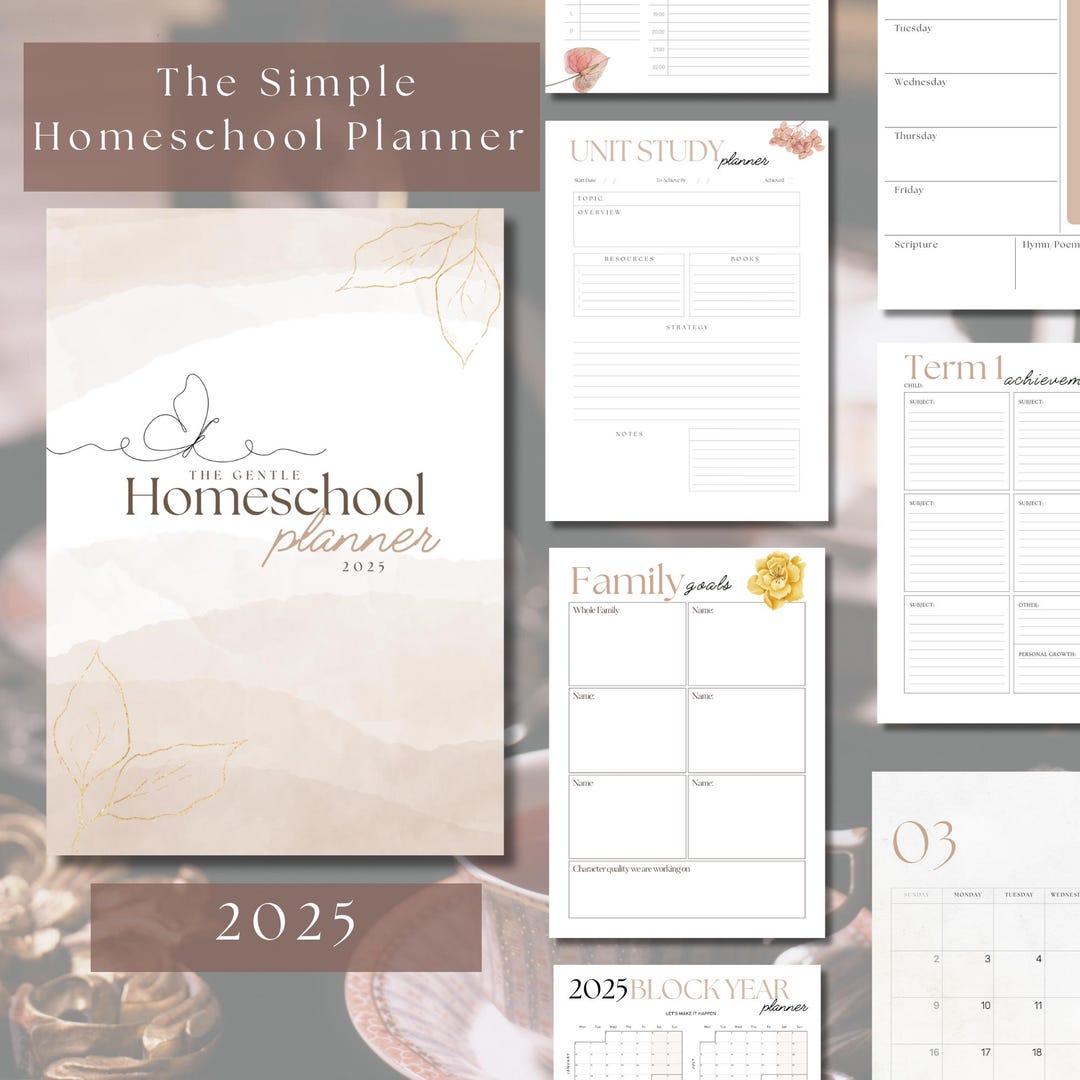 2025 Minimalist Charlotte Mason Homeschool Planner + Calendar + Subject ...