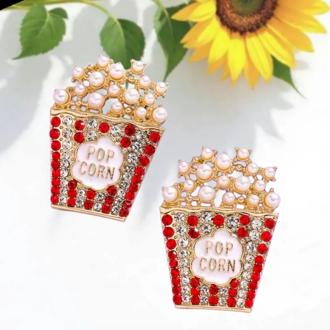 Popcorn Movie Night Earrings: Food Jewelry - Etsy