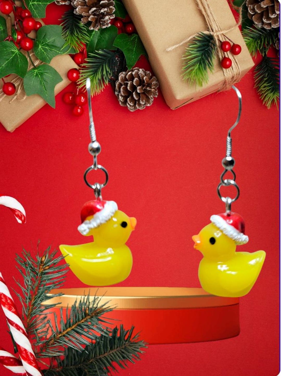 Gelbe Ente Ohrringe. Gelbes Entchen Schmuck. Kleine Mädchen Ohrringe ...
