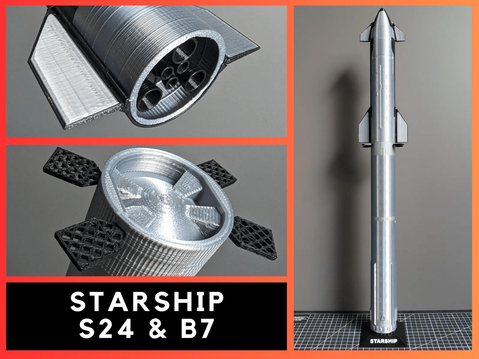 Spacex 1:99 Starship S24/B7 Model Rocket BIG Detailed 3D Printed ...