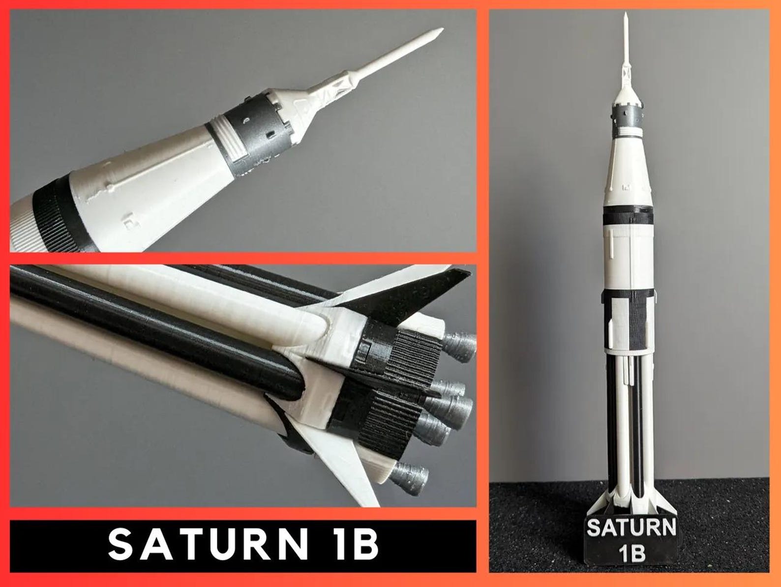 1:99 Scale Saturn 1B Rocket Model Kit | Detailed 3D Printed Apollo Era ...